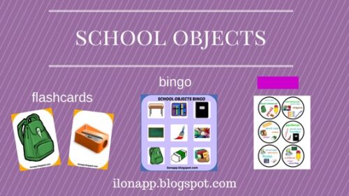 SCHOOL OBJECTS BINGO, FLASHCARDS AND SPOTTING GAME (PRINTABLE ...