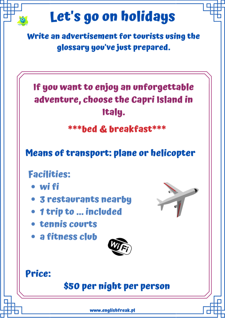 Holidays' advertisements - let's write some leaflets - English Freak ...